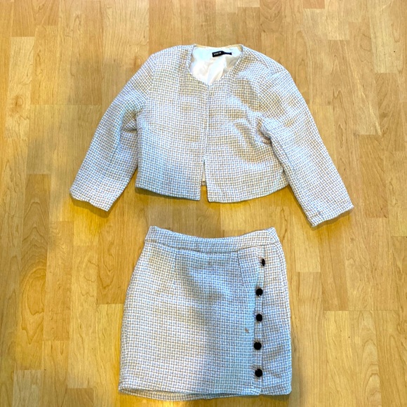 SHEIN | Jackets & Coats | Two Piece Light Blue Tweed Set | Poshmark